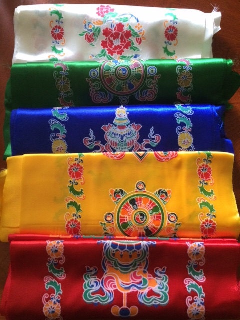 Tibetan Silk Scarf / Khata / Khada With Lucky Signs - Etsy