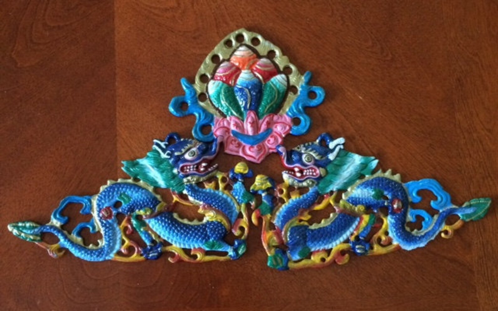Dragon and Lotus Flower Wall Art in Metal Tibetan | Etsy