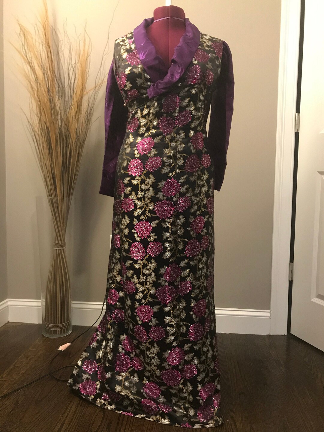 Stitched Black and Purple or Orang or Blue or Turquoise or Green Asian ...