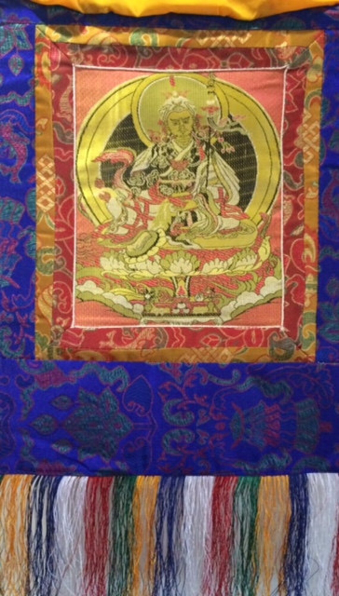Hand Made Buddhist Thangka / Thanka in Silk and Brocade Wall Hanging ...