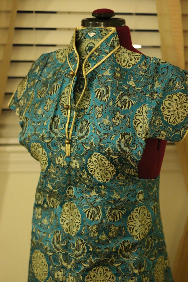 Teal Black and Gold Colored Asian / Tibetan Dress / Bakhu / - Etsy