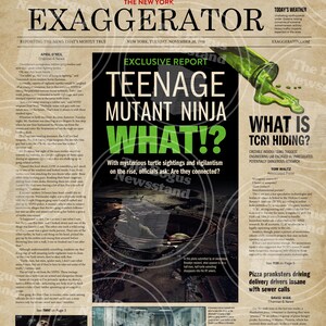 TMNT Poster | Ninja Turtles Print | Fake Newspaper | Vintage Decor - Etsy