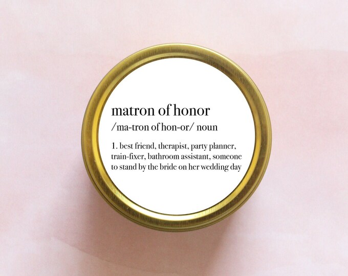 Matron of Honor Funny Definition Candle Matron of Honor Proposal Gift ...