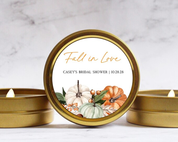 Fall in Love Bridal Shower Favors Candles, Autumn Wedding Shower Candle ...