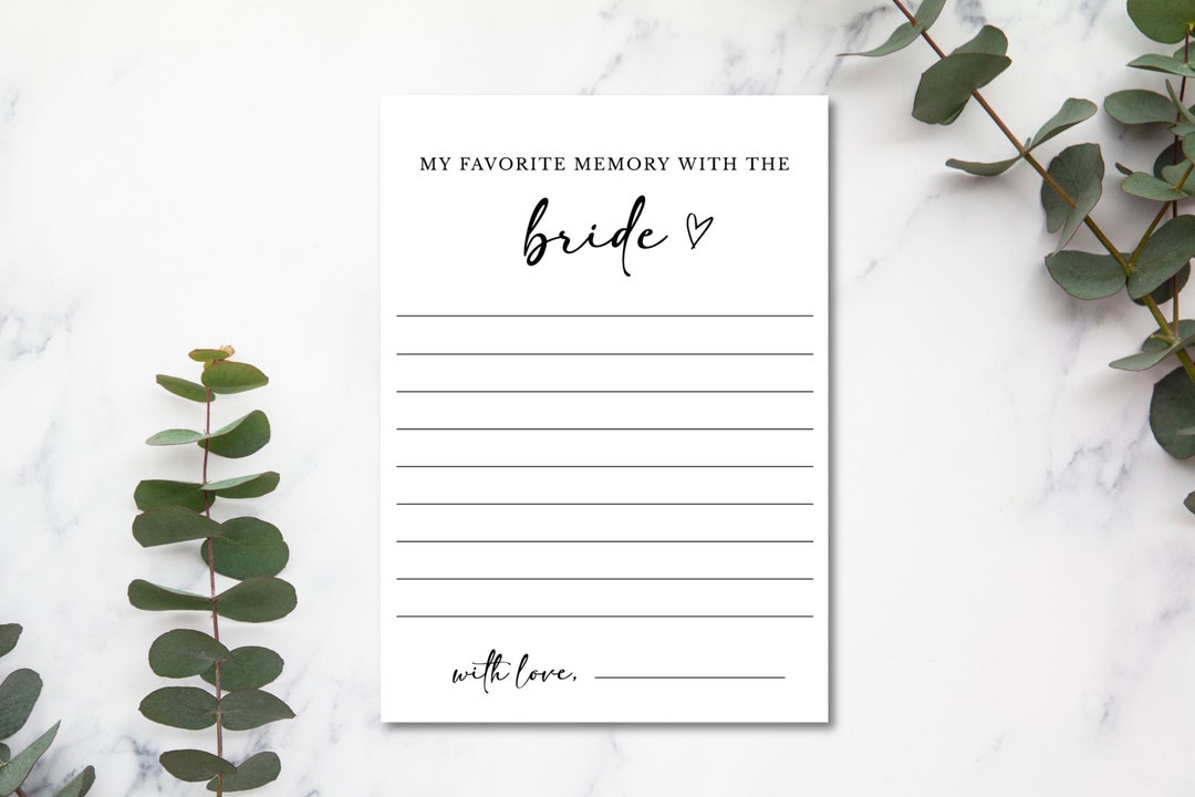 Favorite Memory With the Bride Bridal Shower Card, Minimalist Digital ...