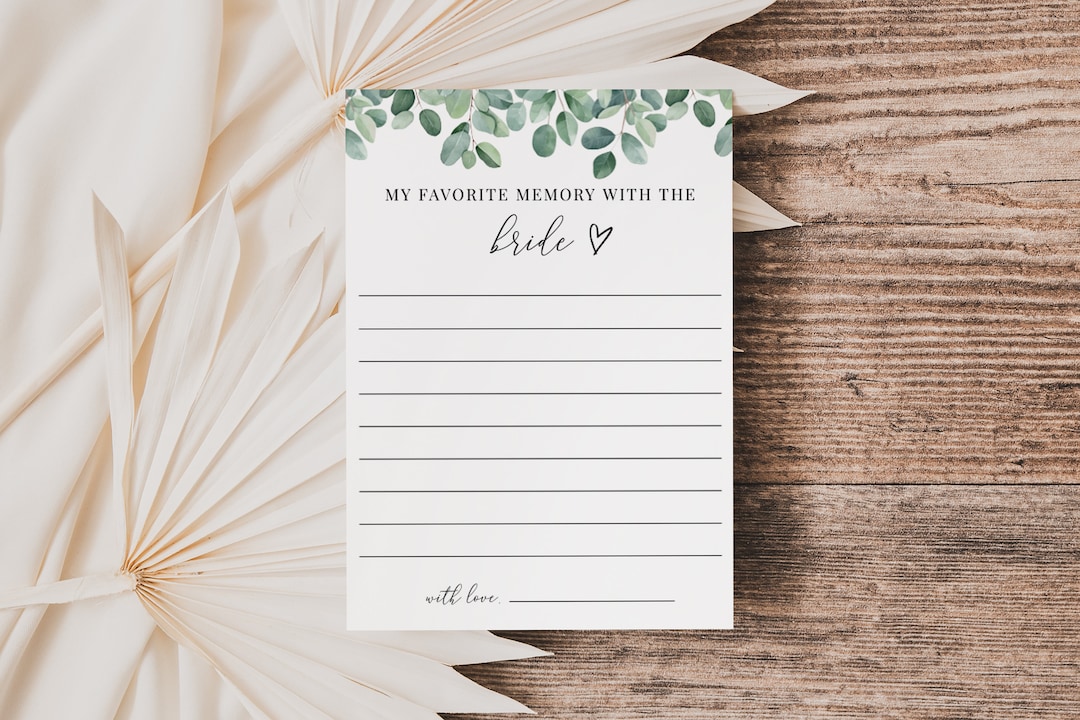 Favorite Memory With the Bride Bridal Shower Card, Eucalyptus Digital ...