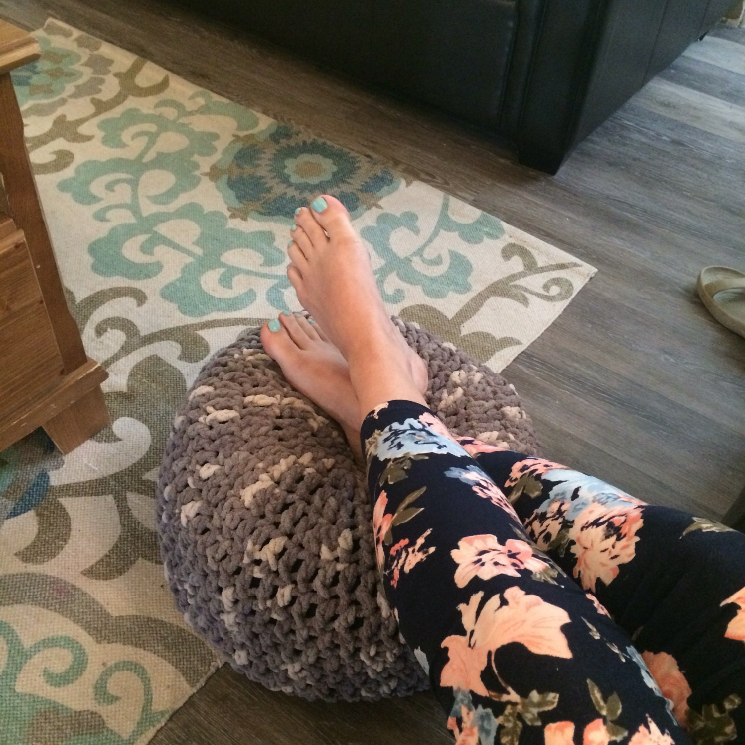 Extra Soft Yarn Croched Floor Poof/foot Rest Stool. - Etsy