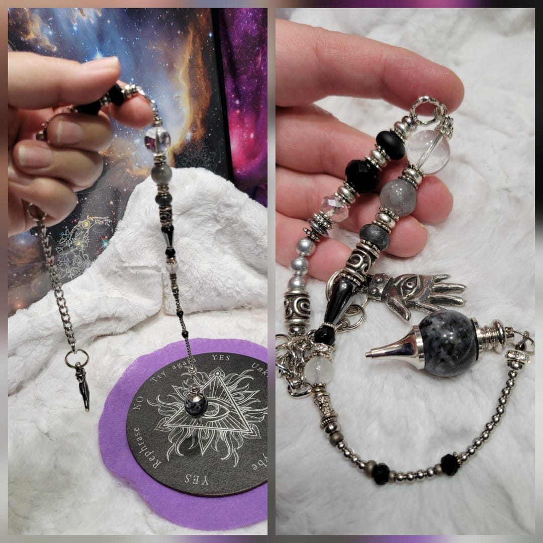 Hamsa Hand Inspired Beaded Pendulum, Gemstone Beaded, Lavakite Focal ...