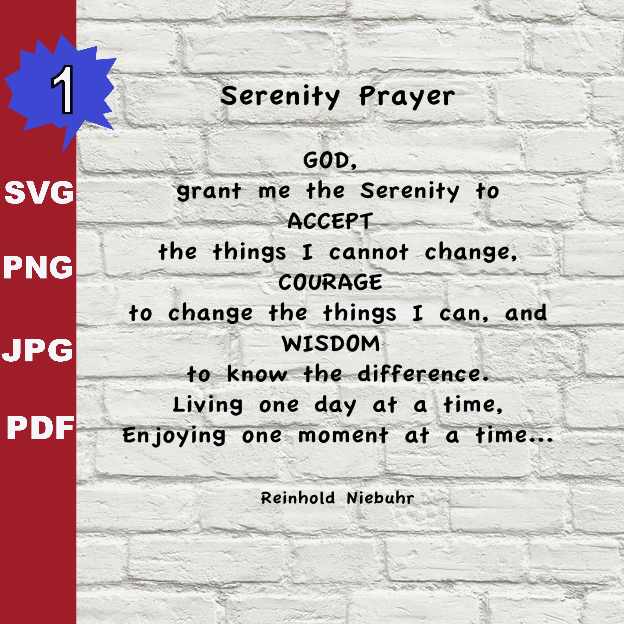 Serenity Prayer SVG, PNG, JPEG, Digital Printable Download, Sober ...