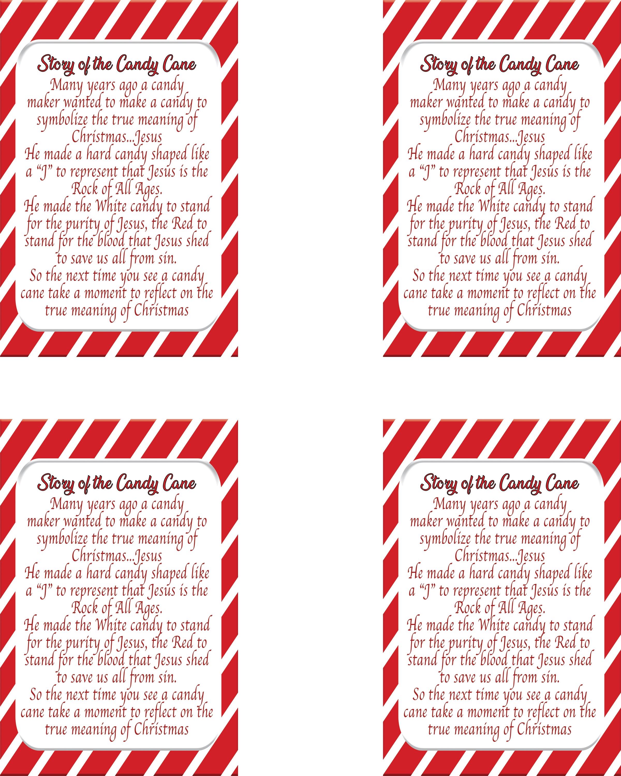 Legend of the Candy Cane Story, Printable Gift Tags, Treat Bags, Candy ...