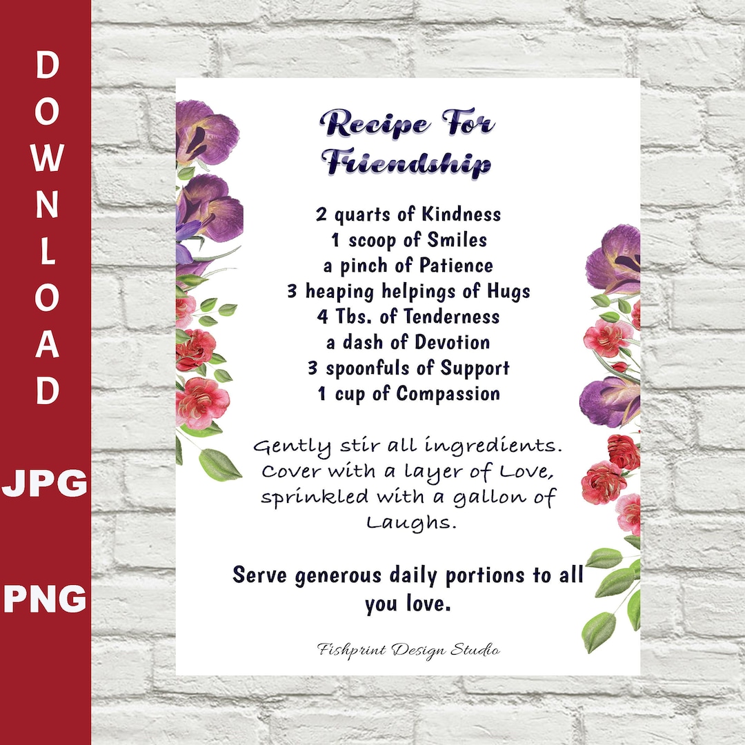 Friendship Recipe - Etsy