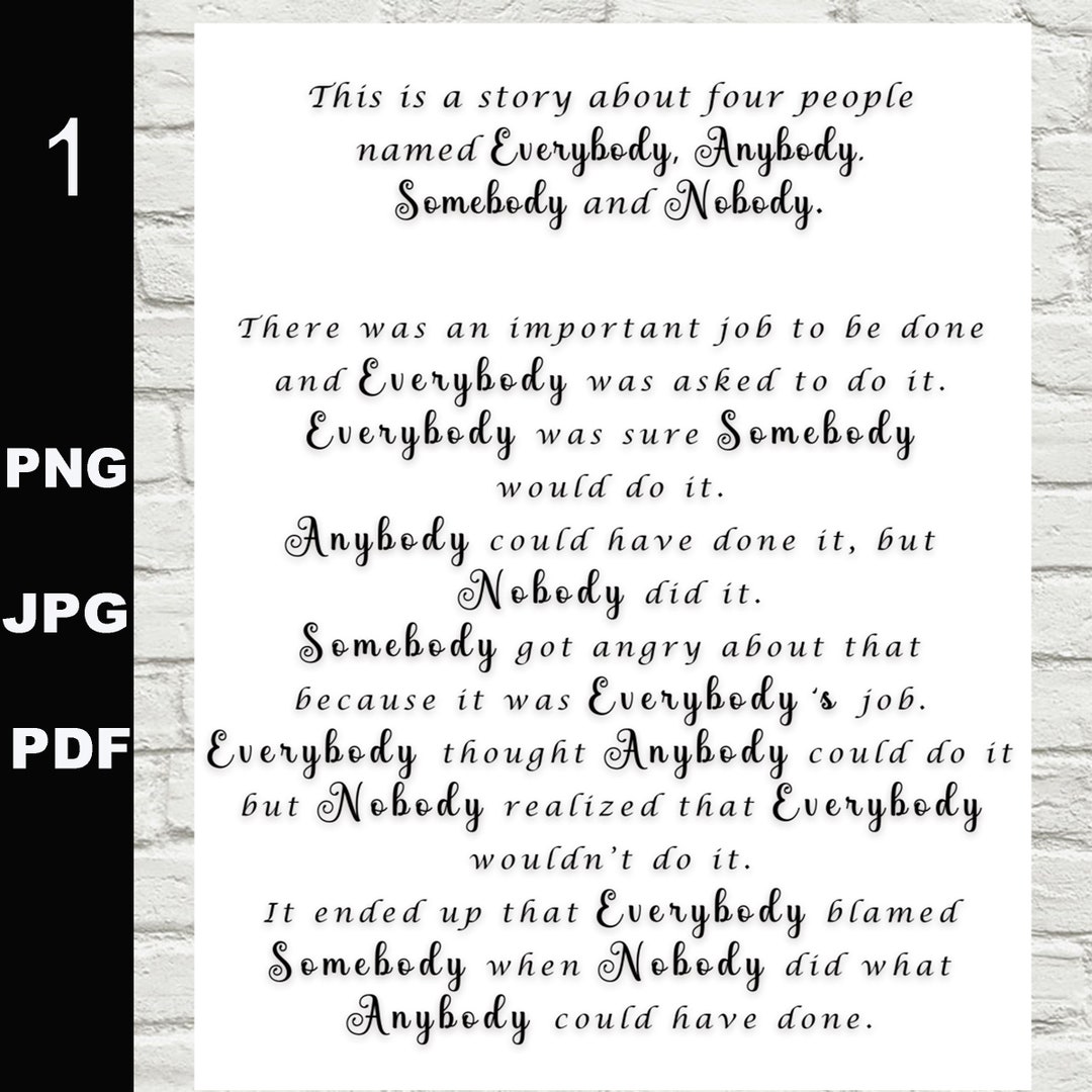 Anybody, Somebody, Everybody, Nobody Story,jpeg,png, Printable Download ...