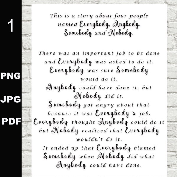 Somebody Nobody Poem - Etsy UK