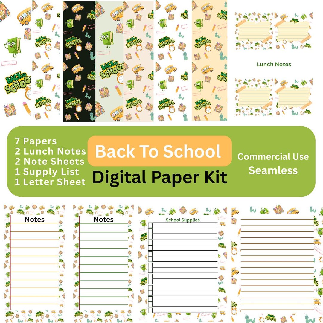 Back to School Printable Note Paper, Supply List, Lunch Notes and Craft ...