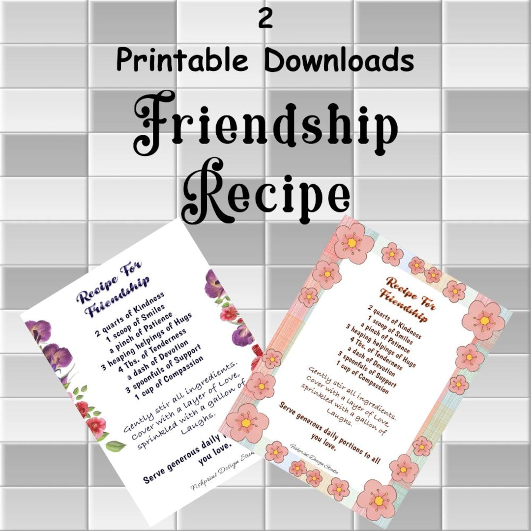 Printable Art, Friendship Recipe, Digital Download Art, Friendship Art ...