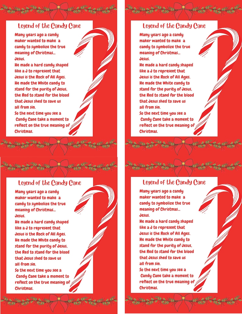 Candy Cane Story Gift Tags Printable Download - Etsy UK