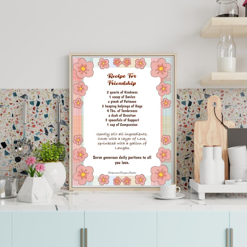 Friendship Recipe Art Print, Hand-painted Flowers (digital Download) - Etsy
