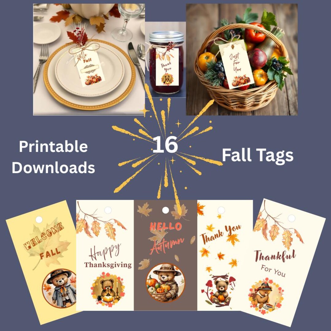 Printable Fall Gift Tags, Autumn Gift Tags, Fall Favor Tags, Printable ...