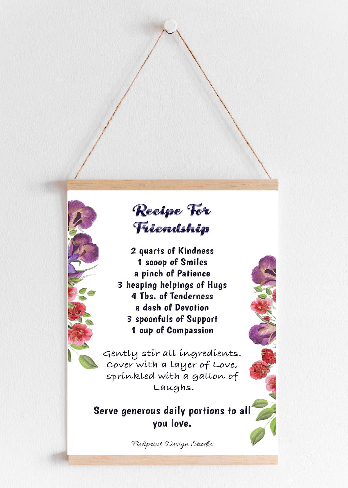 Printable Art, Friendship Recipe, Digital Download Art, Friendship Art ...