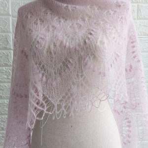Triangle Rose Hand Knitted Shawl, Kid Mohair, Silk and Wool Lace Shawl ...