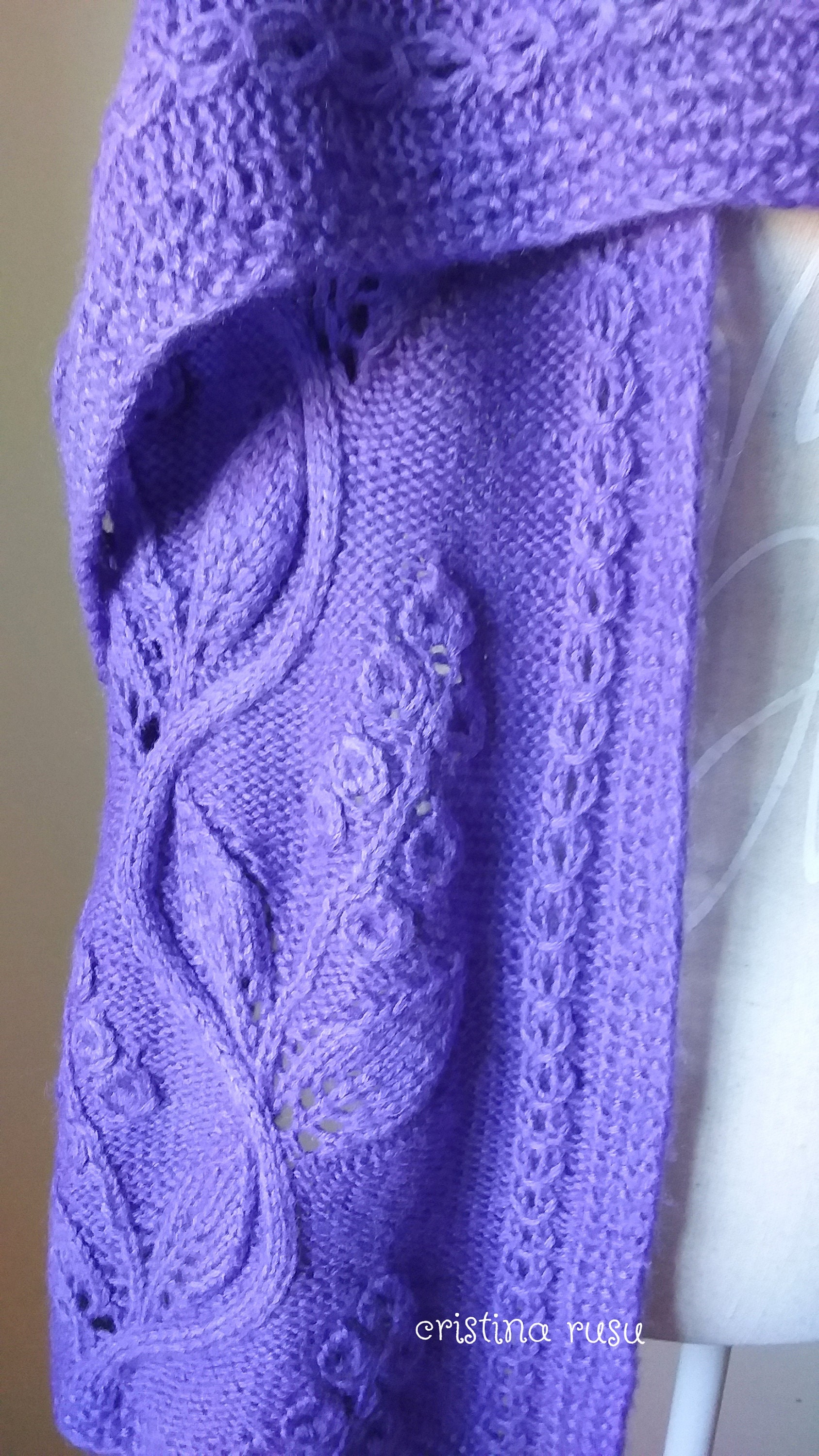 Soft Violet,purple, Plum Hand Knitted Mohair Shawl With Floral Pattern ...