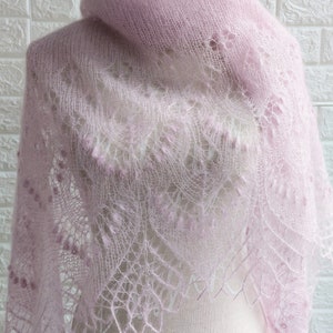 Triangle Rose Hand Knitted Shawl, Kid Mohair, Silk and Wool Lace Shawl ...
