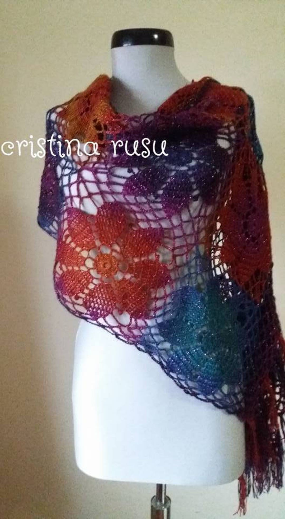 Made to Order ,crochet Lace Shawl , Spring Shawl ,mohair Shawl , Flower ...