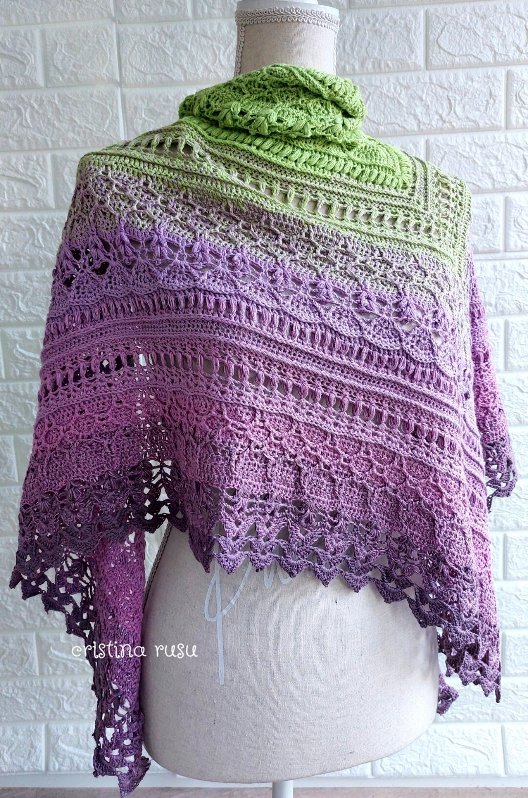 Lace Crochet Hand Made Shawl ,gradient Triangle Crochet Shawl ,cotton ...