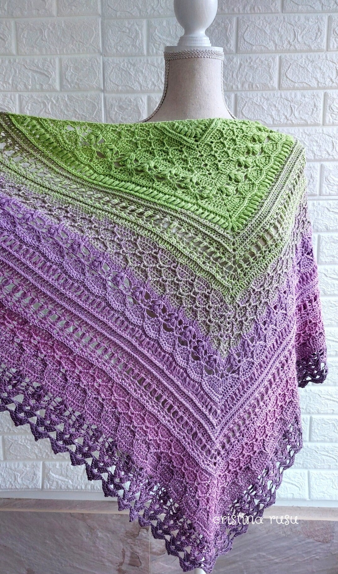 Lace Crochet Hand Made Shawl ,gradient Triangle Crochet Shawl ,cotton ...