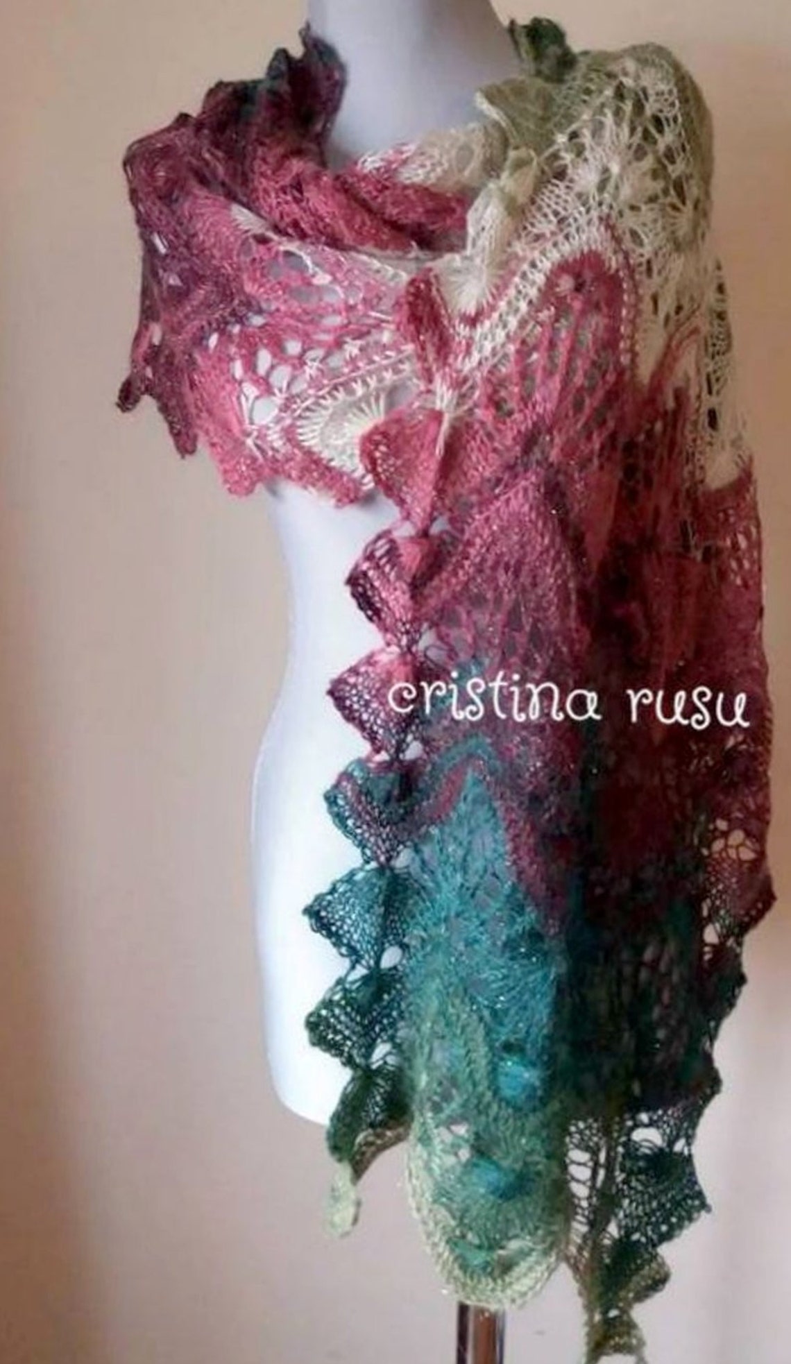 Multicolor Hand Knitted Lace Shawl,knit Scarf, Lace Estonian Shawl ...