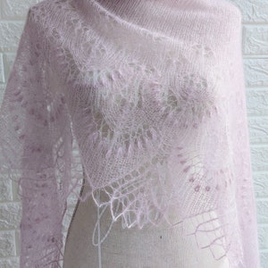 Triangle Rose Hand Knitted Shawl, Kid Mohair, Silk and Wool Lace Shawl ...