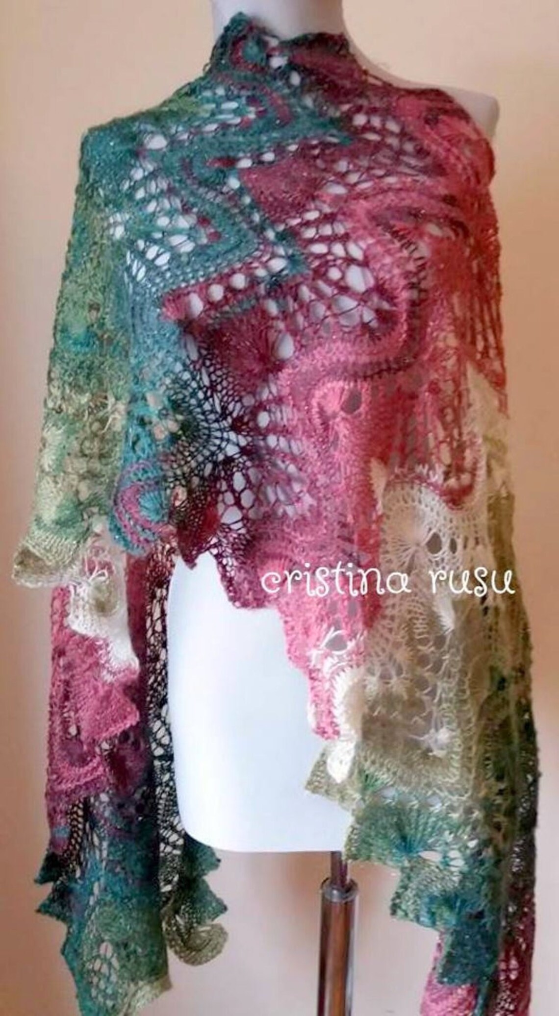 Multicolor Hand Knitted Lace Shawl,knit Scarf, Lace Estonian Shawl ...