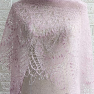 Triangle Rose Hand Knitted Shawl, Kid Mohair, Silk and Wool Lace Shawl ...