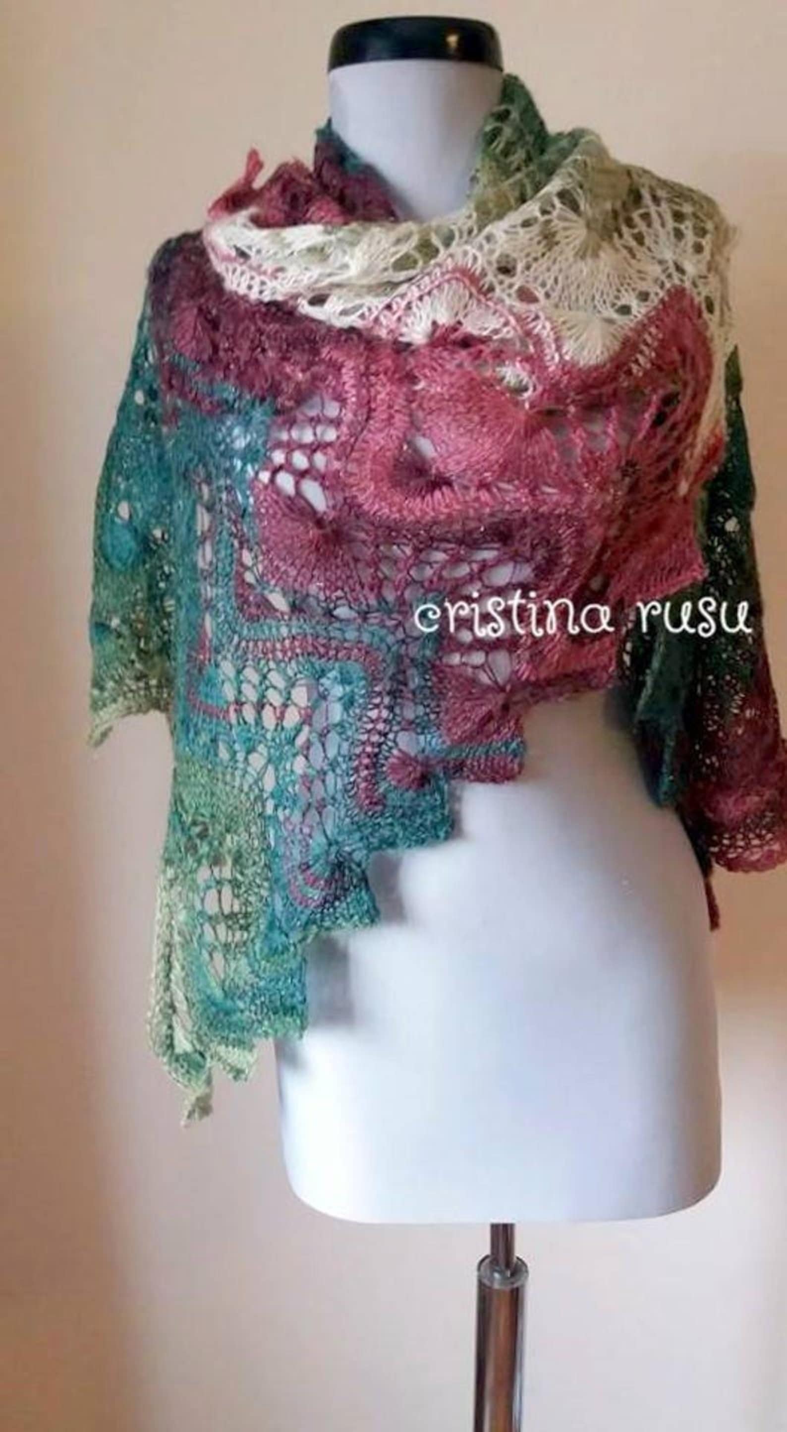 Multicolor Hand Knitted Lace Shawl,knit Scarf, Lace Estonian Shawl ...