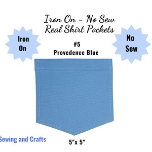 Iron on Pockets DIY Kit: No Sew Comfort Colors Cotton Pocket (5x5 Inch ...