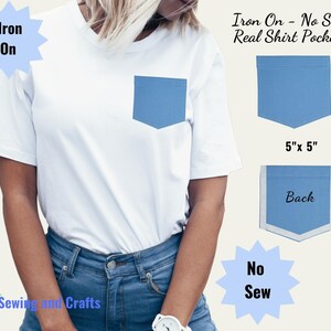 Iron on Pockets DIY Kit: No Sew Comfort Colors Cotton Pocket (5x5 Inch ...