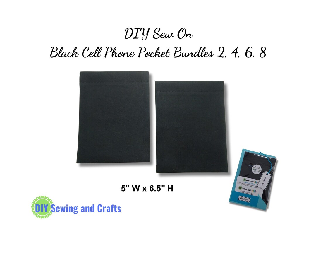 Black Sew on Pocket Bundles: DIY Cotton Cell Phone Pockets - Etsy
