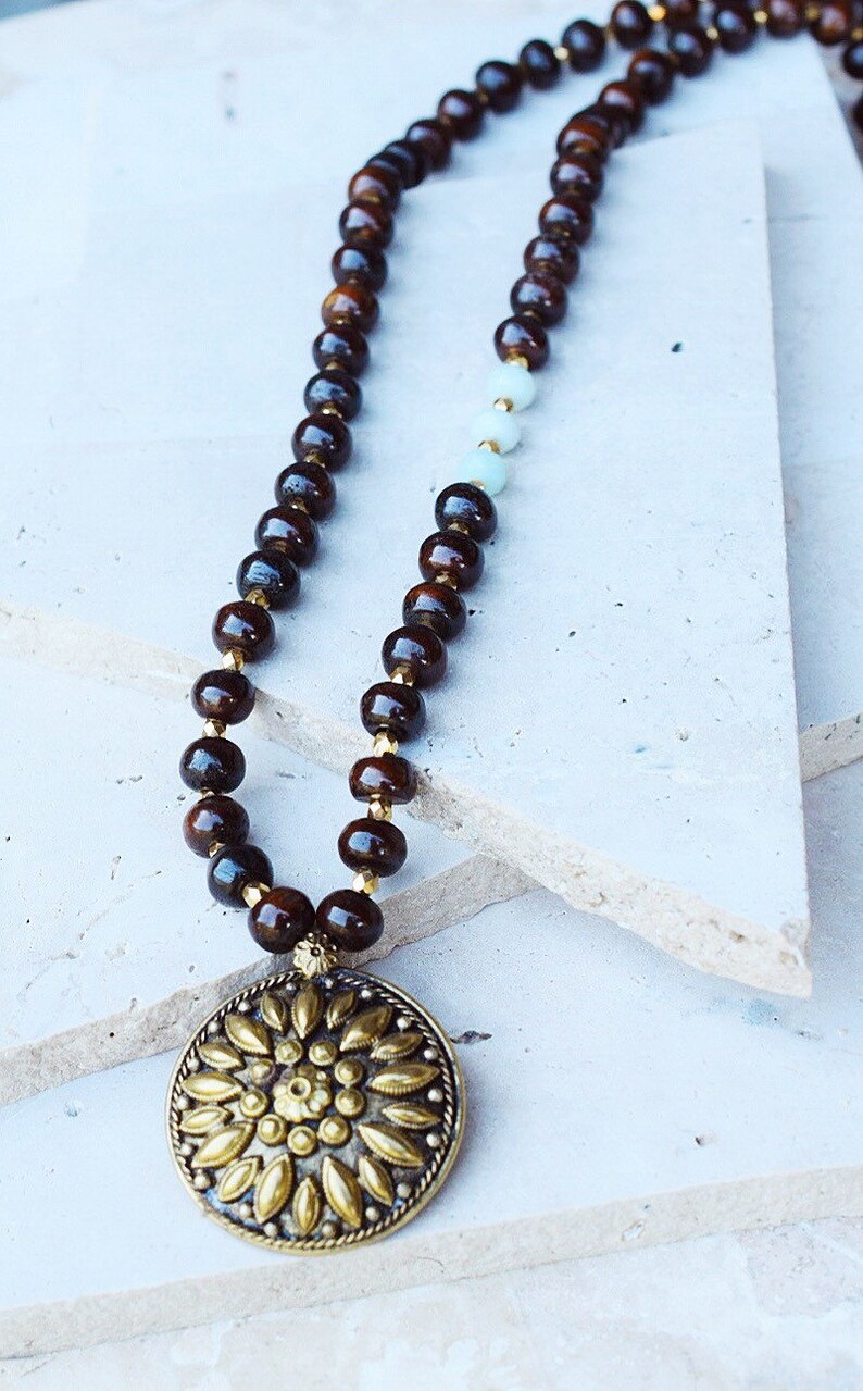 Wood Mala necklace Yoga Necklace Mala beads necklace yoga | Etsy