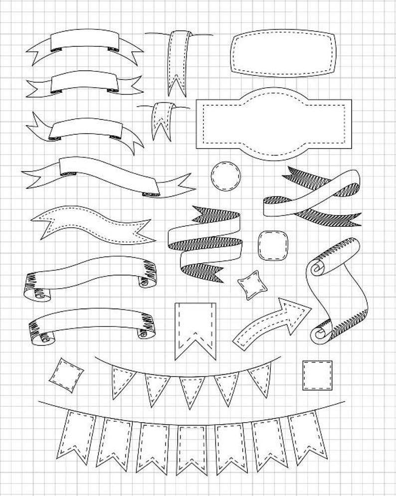 Single Line Banners Bullets and Buntings SVG Digital - Etsy