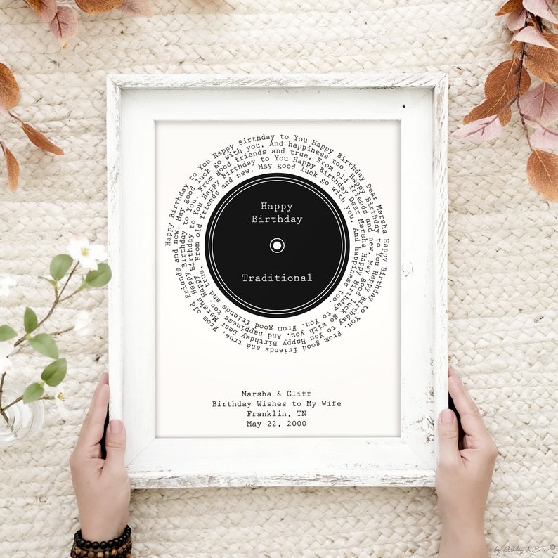 Record Song Lyric Gift, Personalized Wedding Gift for Couple, Cotton ...