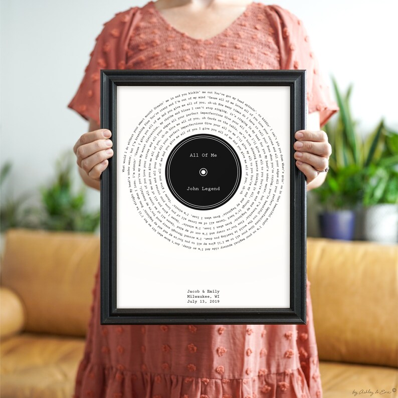 Record Song Lyric Gift, Personalized Wedding Gift for Couple, Cotton ...