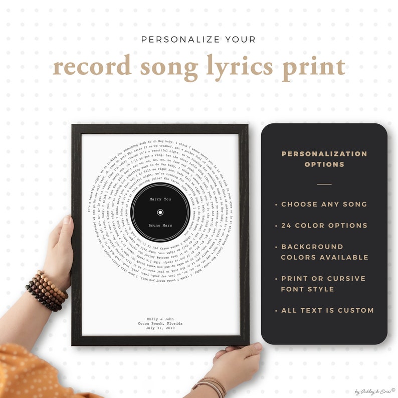 Record Song Lyric Gift, Personalized Wedding Gift for Couple, Cotton ...