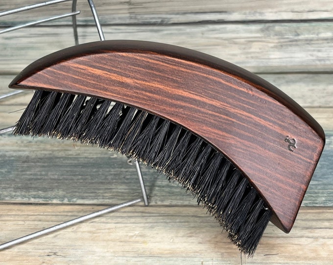 USA Made Reclaimed Wood BOAR Hair Wood Beard Bristle Brush Moon Shape ...