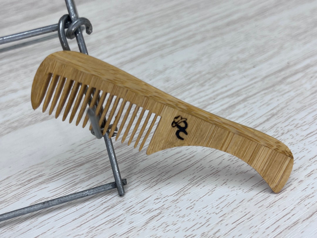 USA Made BAMBOO Wood Hand 3” Mustache Handle Shaping Comb Beard Tooth ...