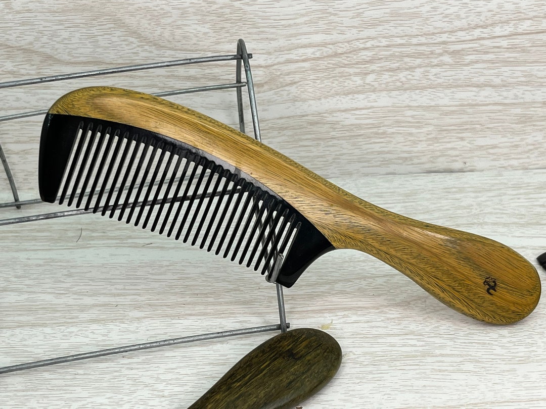 USA Made Green Sandalwood Wood & Buffalo Ox HORN COMB Detangler Fine ...