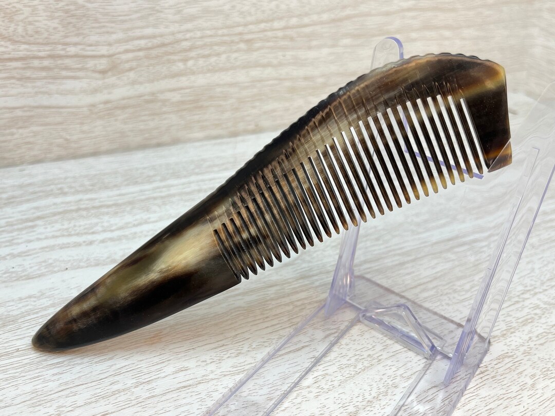 USA Made Black BUFFALO Ox HORN Medium Wide Tooth Finishing Detangling ...