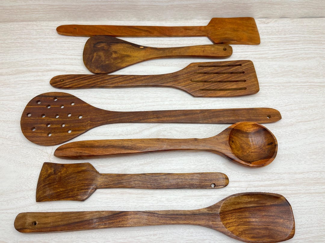 USA Made 7 Piece Set Black WALNUT Wood Handmade Kitchen UTENSILS ...