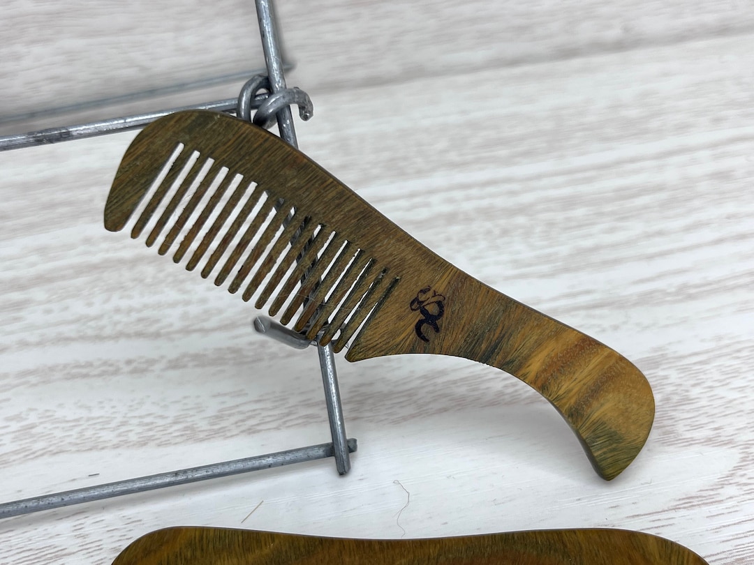 USA Made SANDALWOOD Wood Hand 3” Mustache Handle Shaping Comb Beard ...