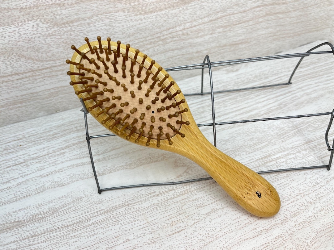 USA Made BAMBOO Wooden Pin Brush All WOOD Bristle Teeth Square ...