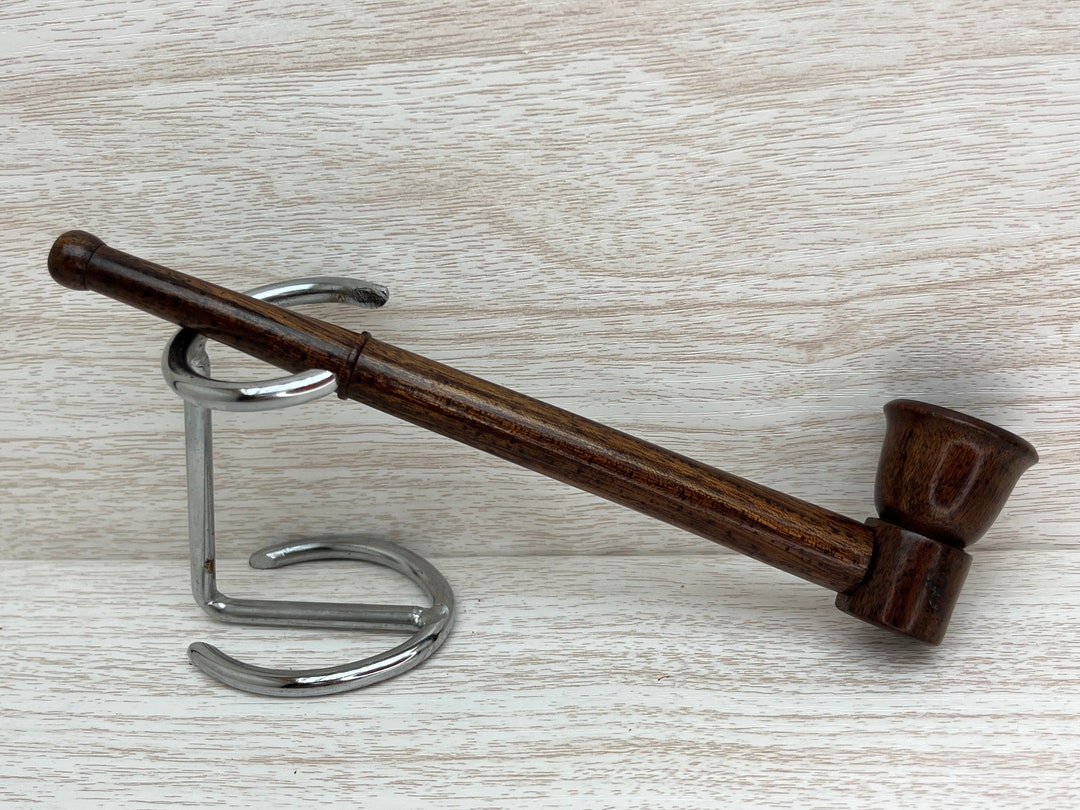 USA Made Black WALNUT Wood Handmade All Wood PIPE Churchwarden Tobacco ...